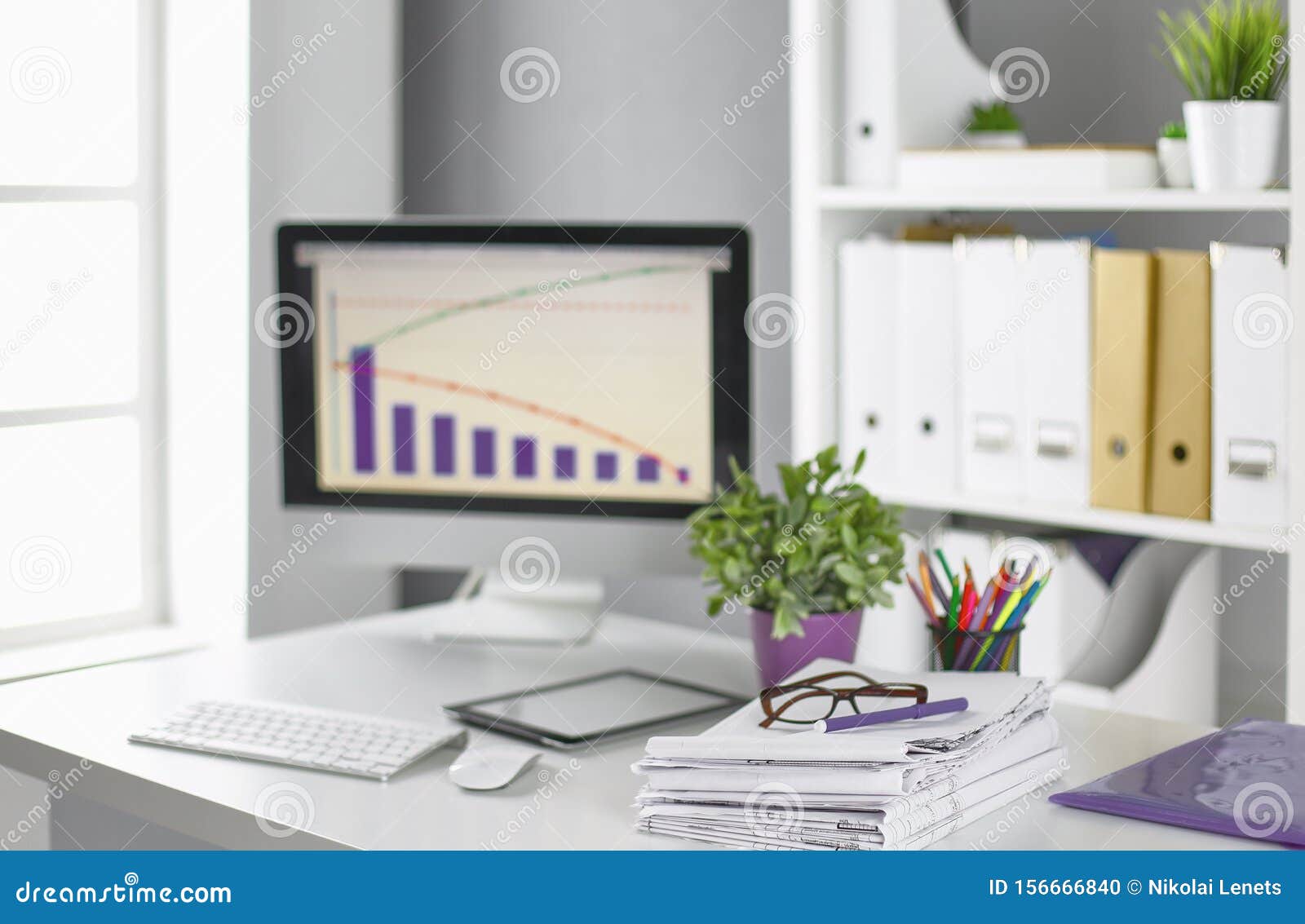 Workspace Desktop, Documents on the Office Table Stock Photo - Image of ...