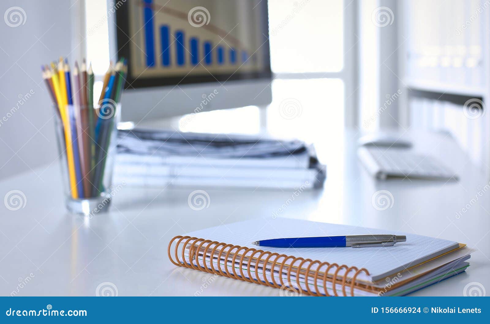 Workspace Desktop, Documents on the Office Table Stock Photo - Image of ...