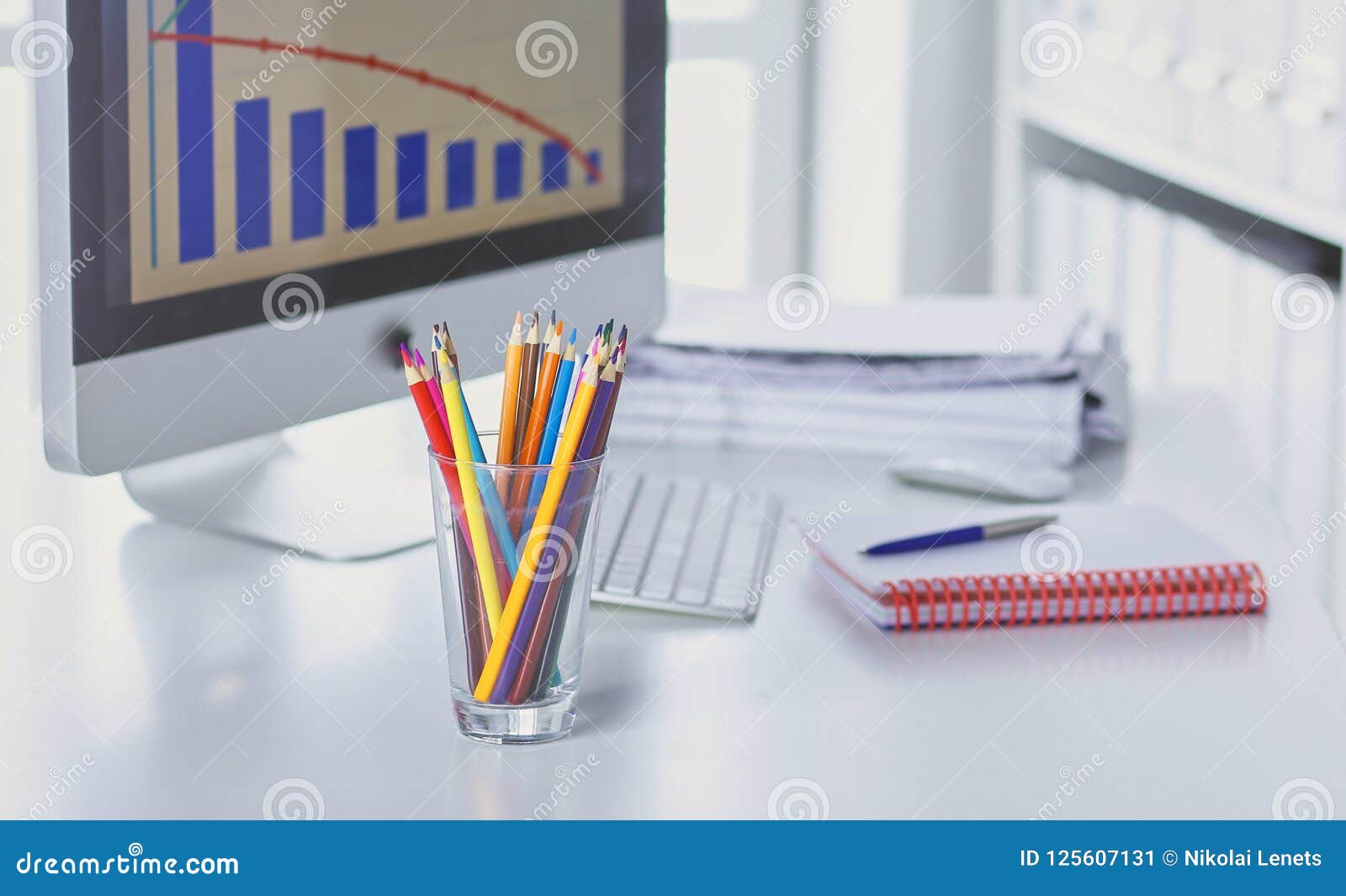 Workspace Desktop, Documents on the Office Table Stock Image - Image of ...