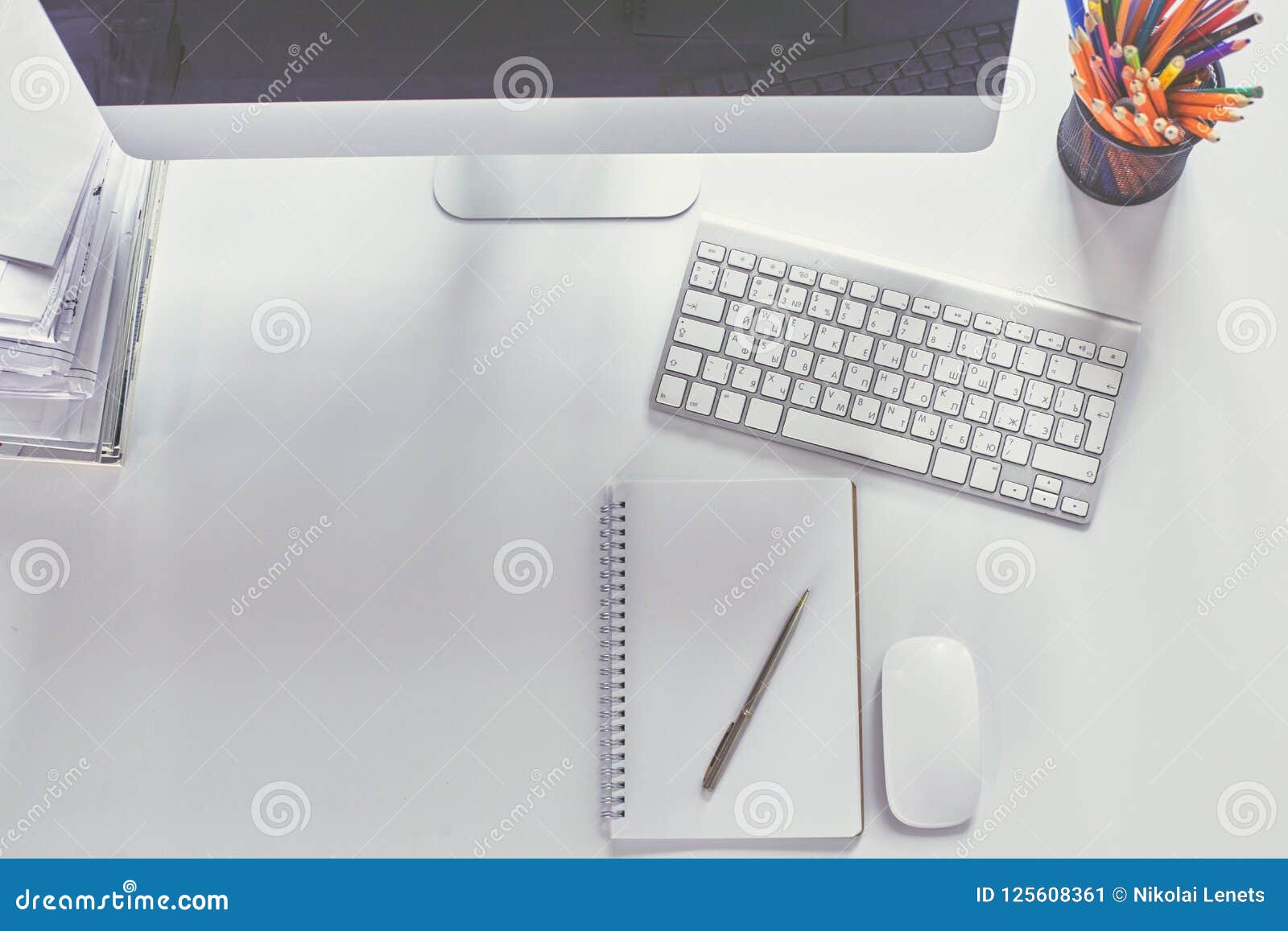Workspace Desktop, Documents on the Office Table Stock Image - Image of ...