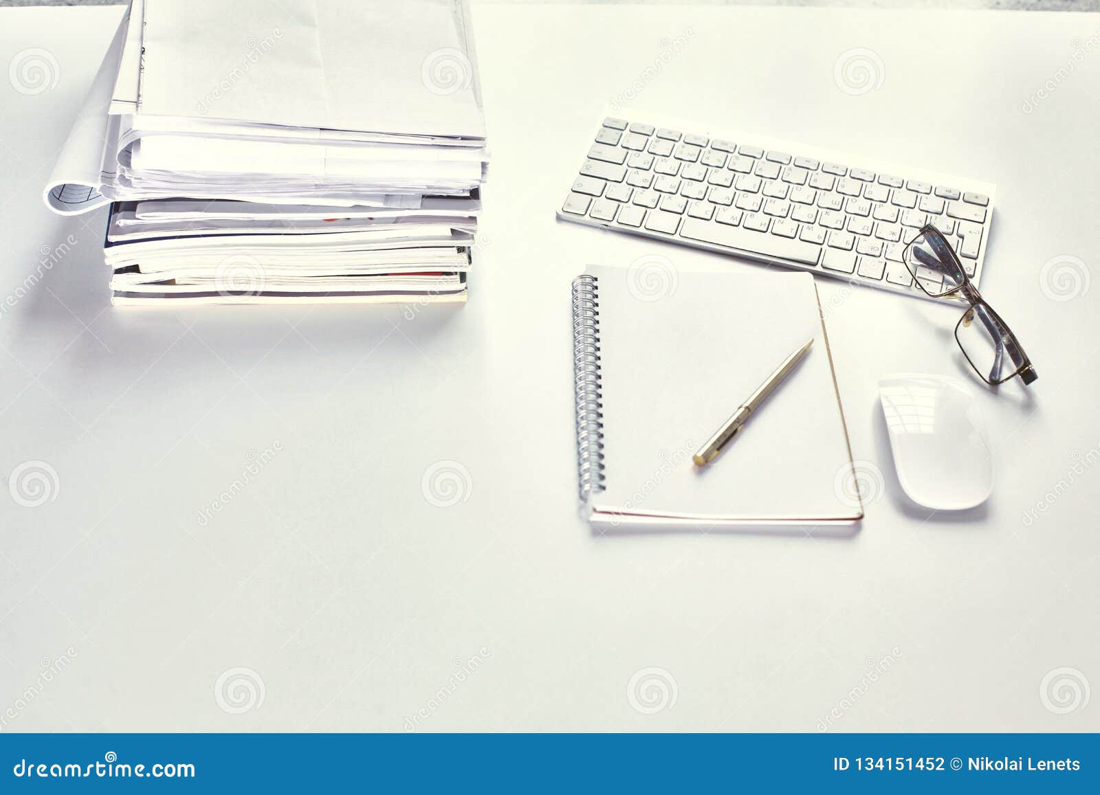 Workspace Desktop, Documents on the Office Table Stock Photo - Image of ...