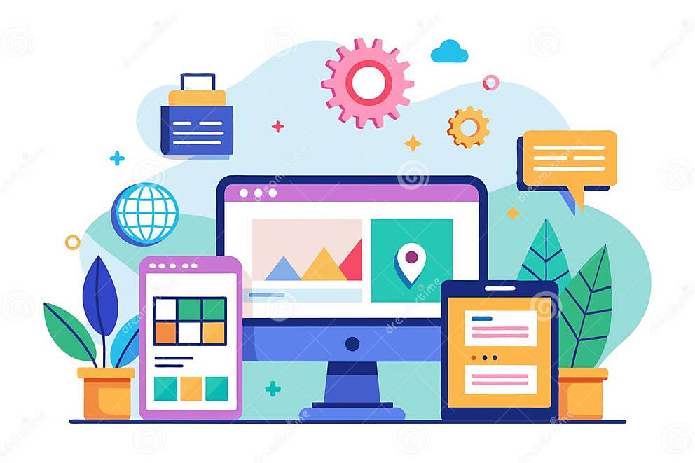 A Workspace Displays Various Devices and Elements for Customizing ...