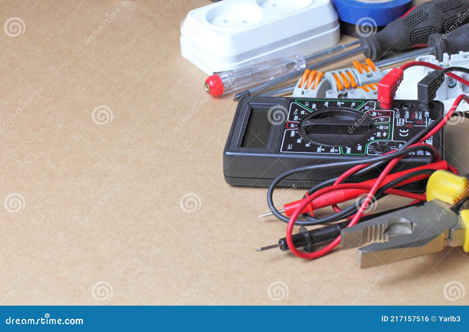 Workspace with Electrician Tools, Craft Background, Place for Text ...