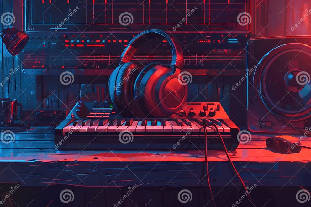 A Workspace with Essential Tools for Music or Typing Projects Stock ...