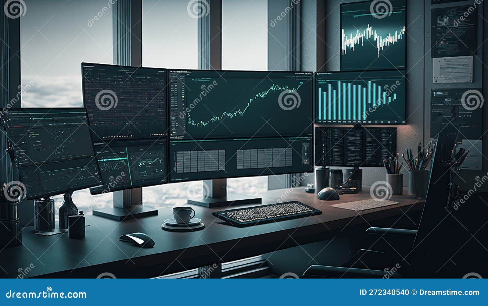 Workspace Financial Analyst Working on a Computer Stock Illustration ...