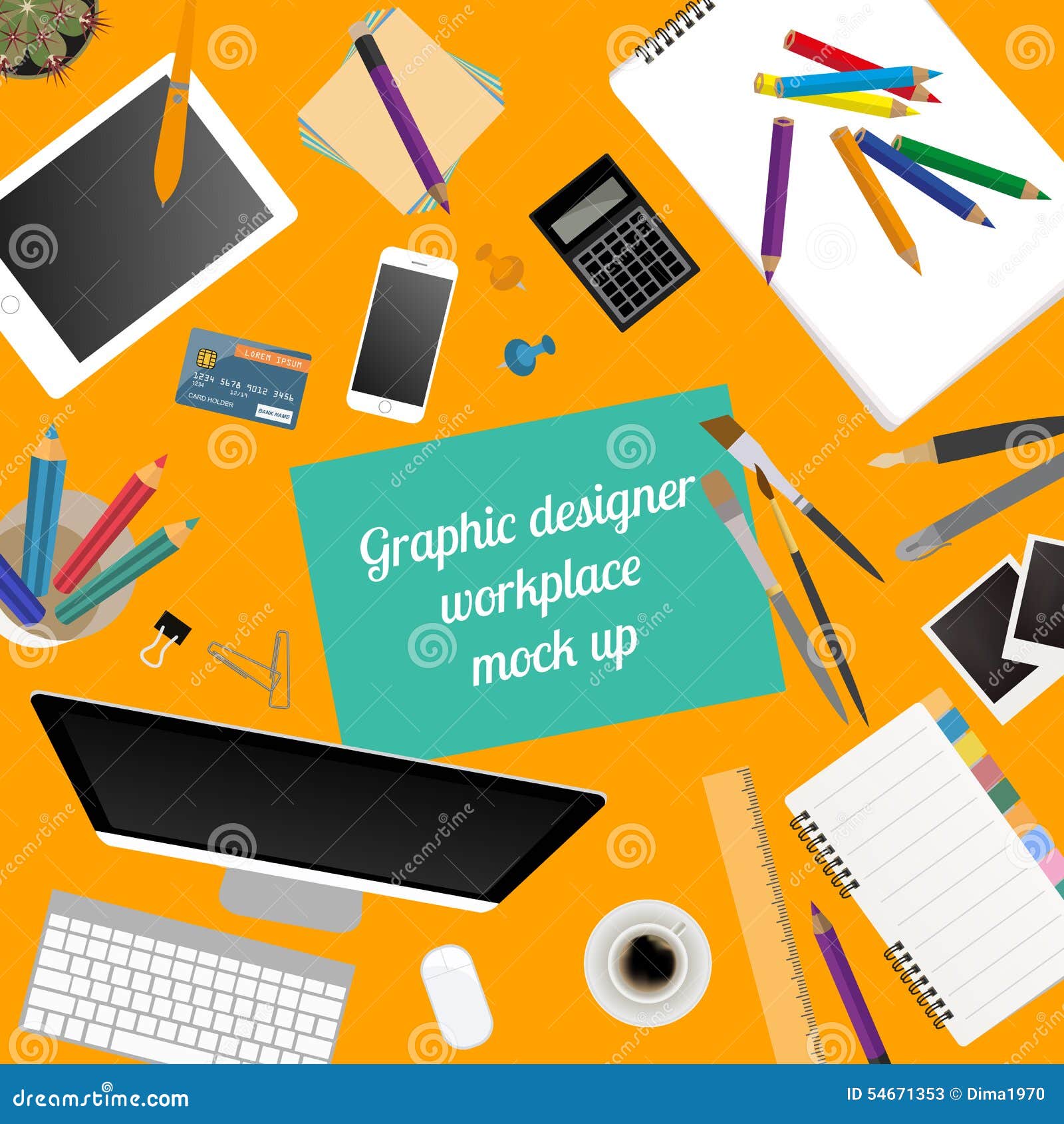 Workspace of the Graphic Designer. Mock Up for Creating Your Own Stock ...