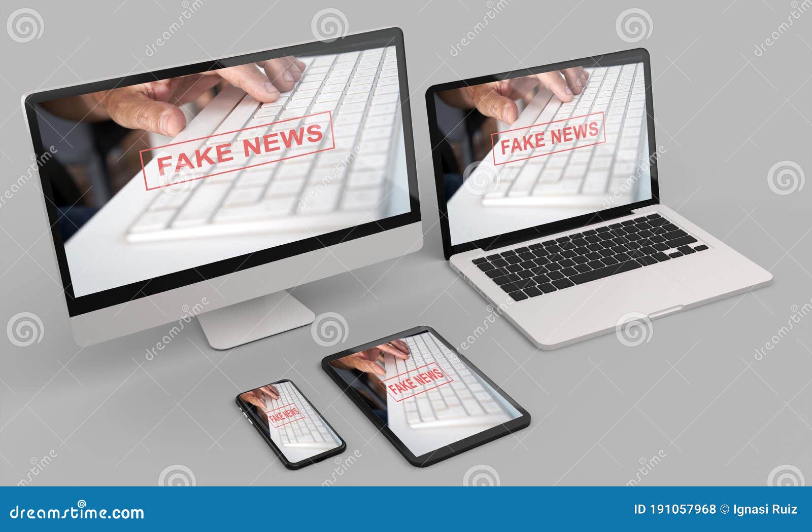 Workspace at Home with a Desktop Computer 3d Rendering Fake News Mockup ...