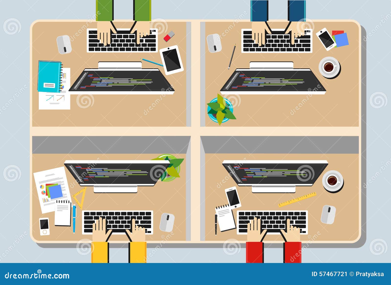 Workspace illustration. stock vector. Illustration of monitoring - 57467721