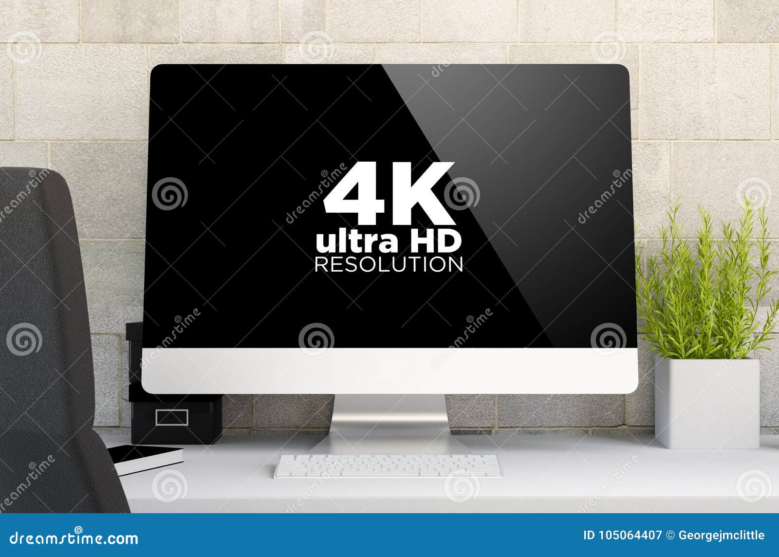 Workspace with 4k Computer Screen Stock Image - Image of technology ...