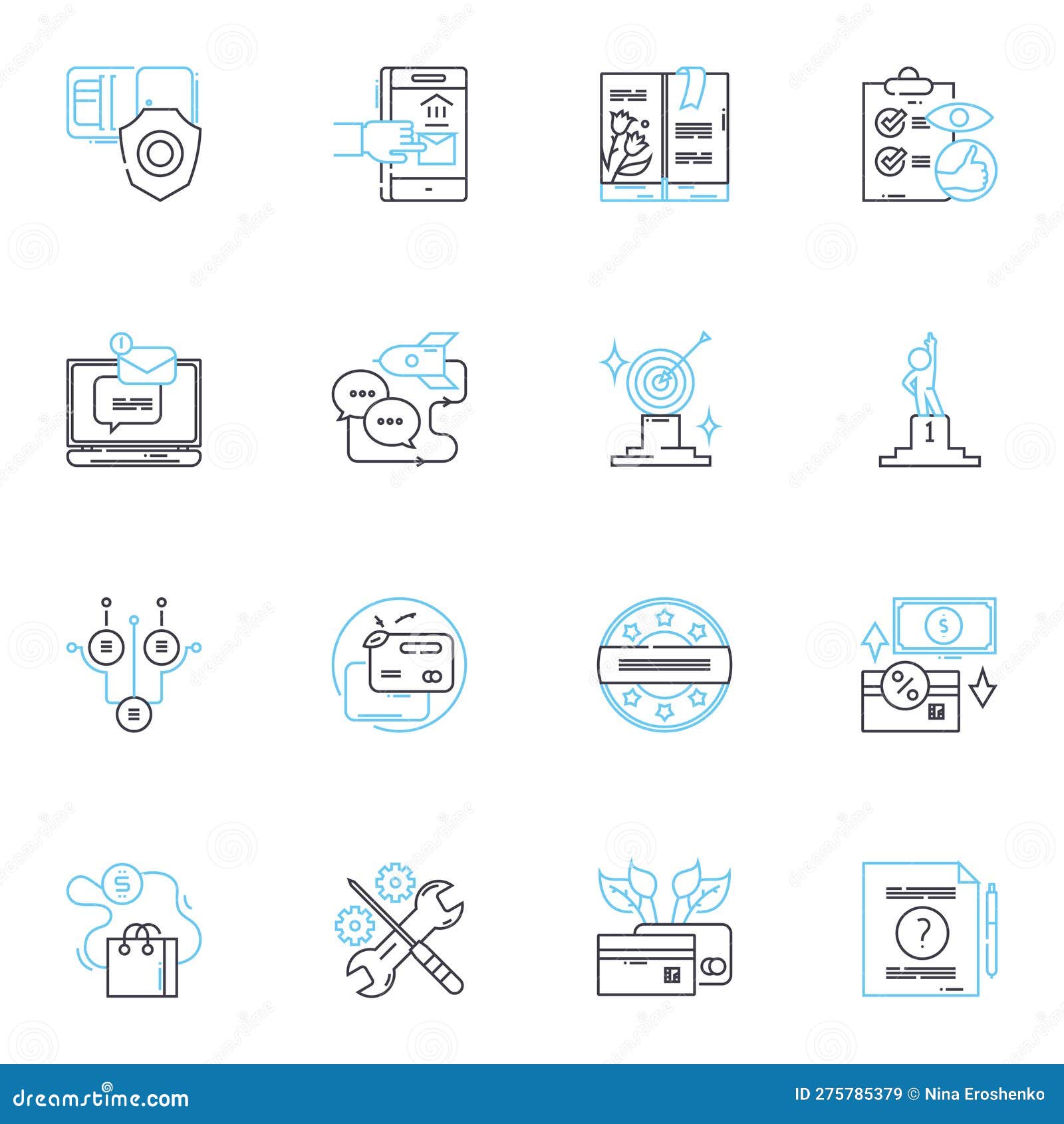 Workspace Layout Linear Icons Set. Collaborative, Ergonomic, Organized ...