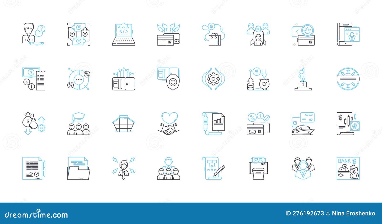 Workspace Layout Linear Icons Set. Collaborative, Ergonomic, Organized ...