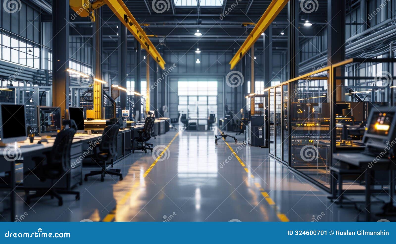 Workspace in an Manufacturing Company and Equipment Stock Image - Image ...