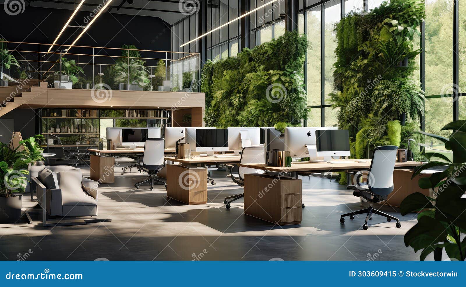 Workspace Modern Office Background Stock Illustration - Illustration of ...