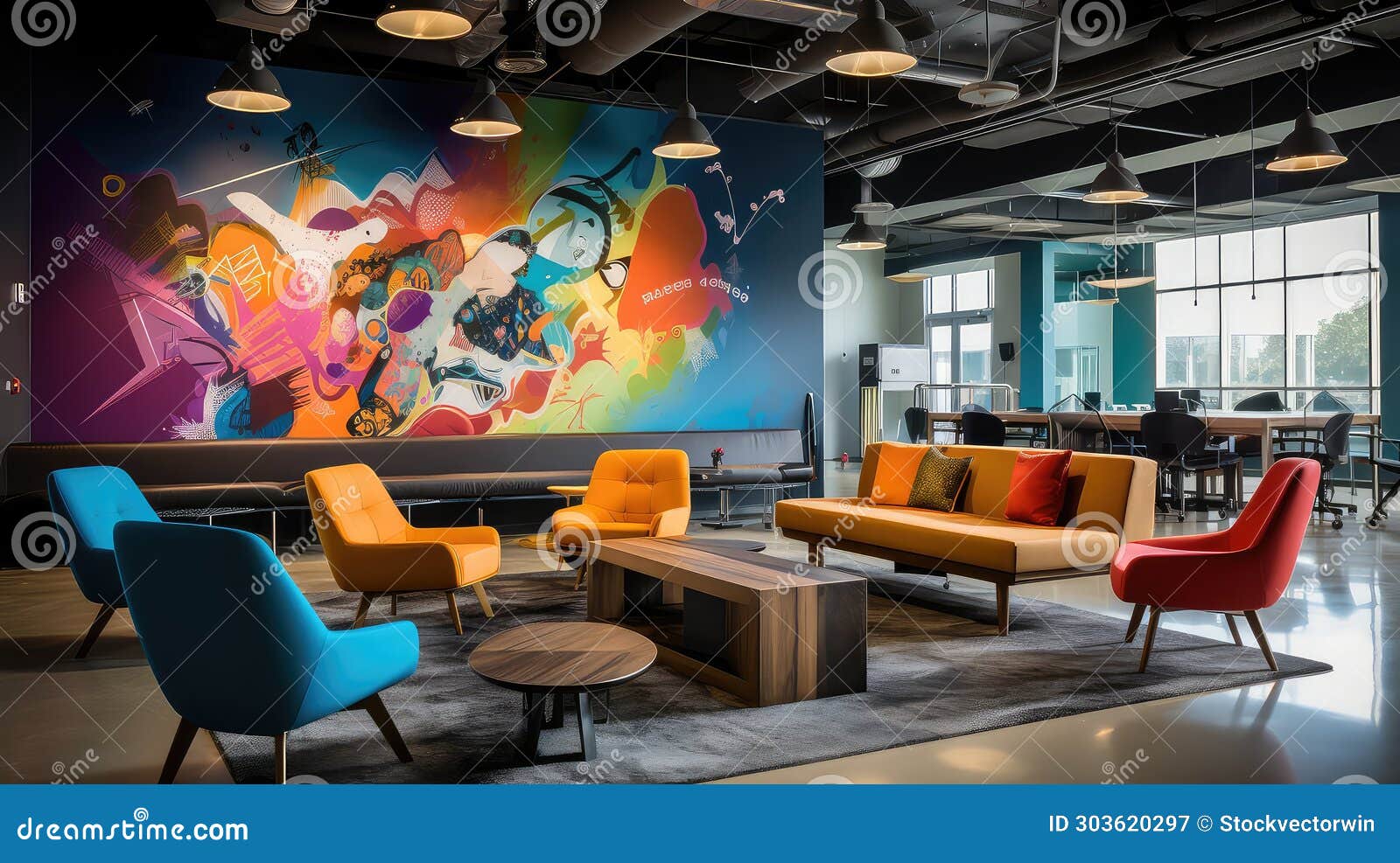 Workspace Modern Office Background Stock Illustration - Illustration of ...