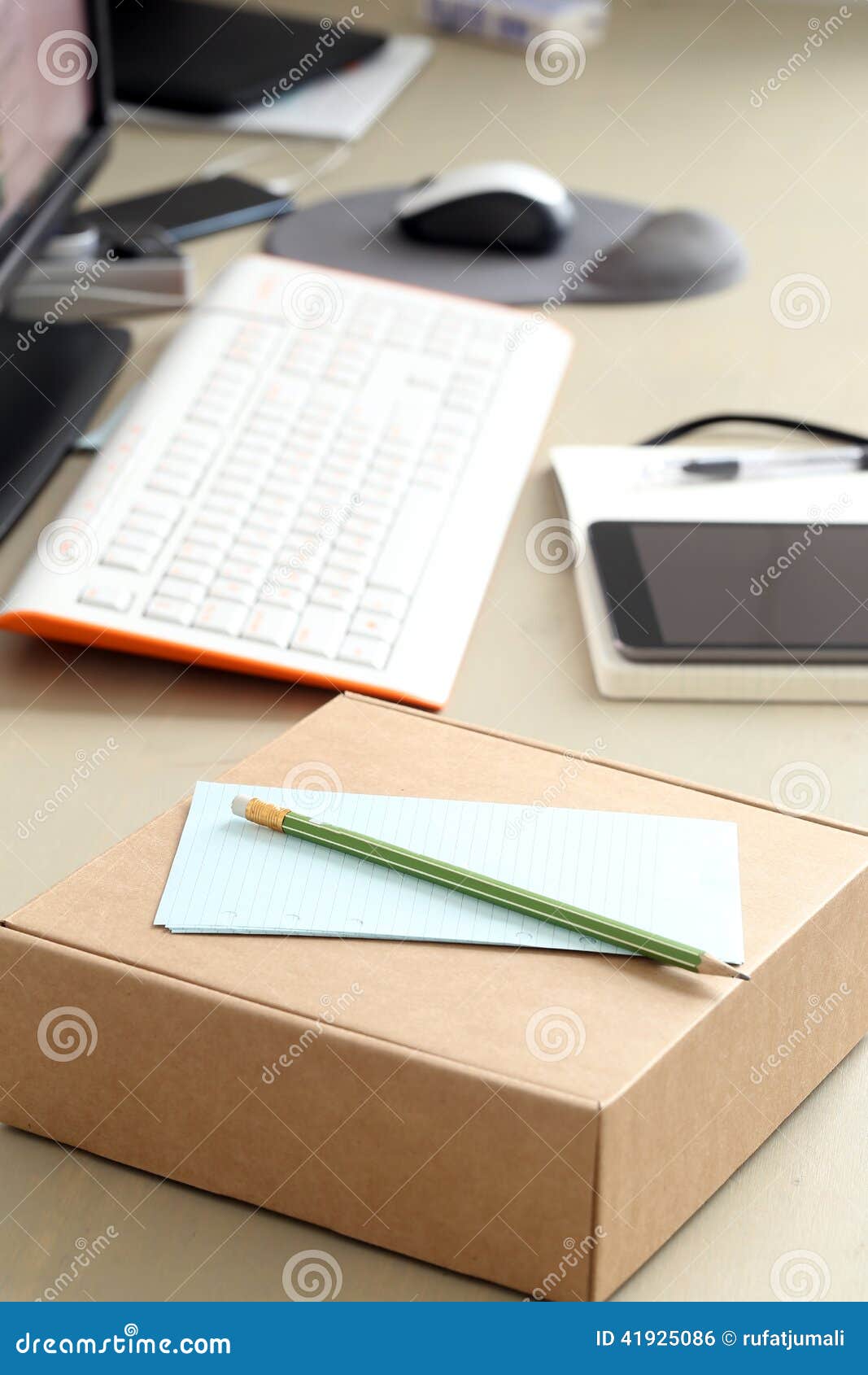 Workspace. Objects on the Table Stock Photo - Image of delivery, space ...