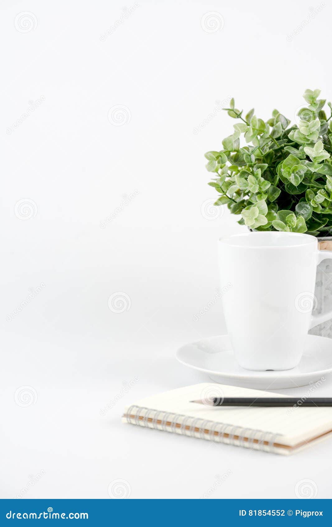Workspace Office Desk on White Background. Stock Photo - Image of ...