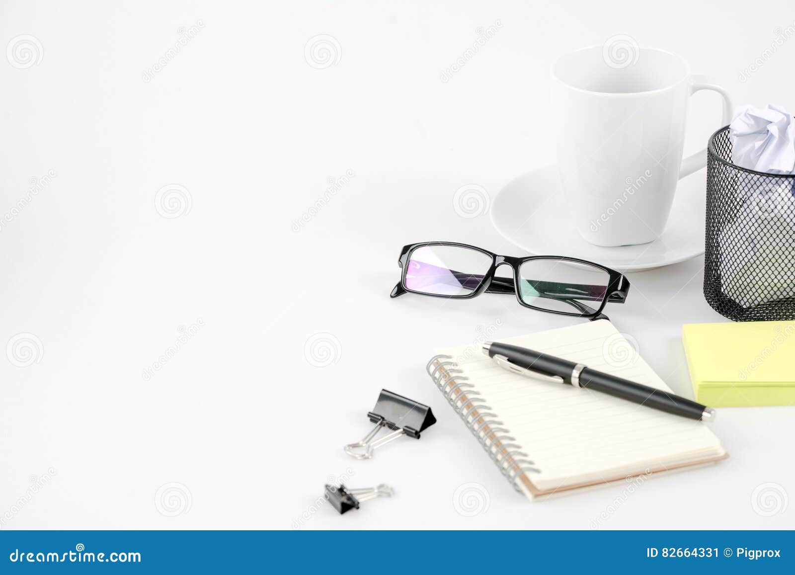 Workspace Office Desk on White Background. Stock Image - Image of work ...