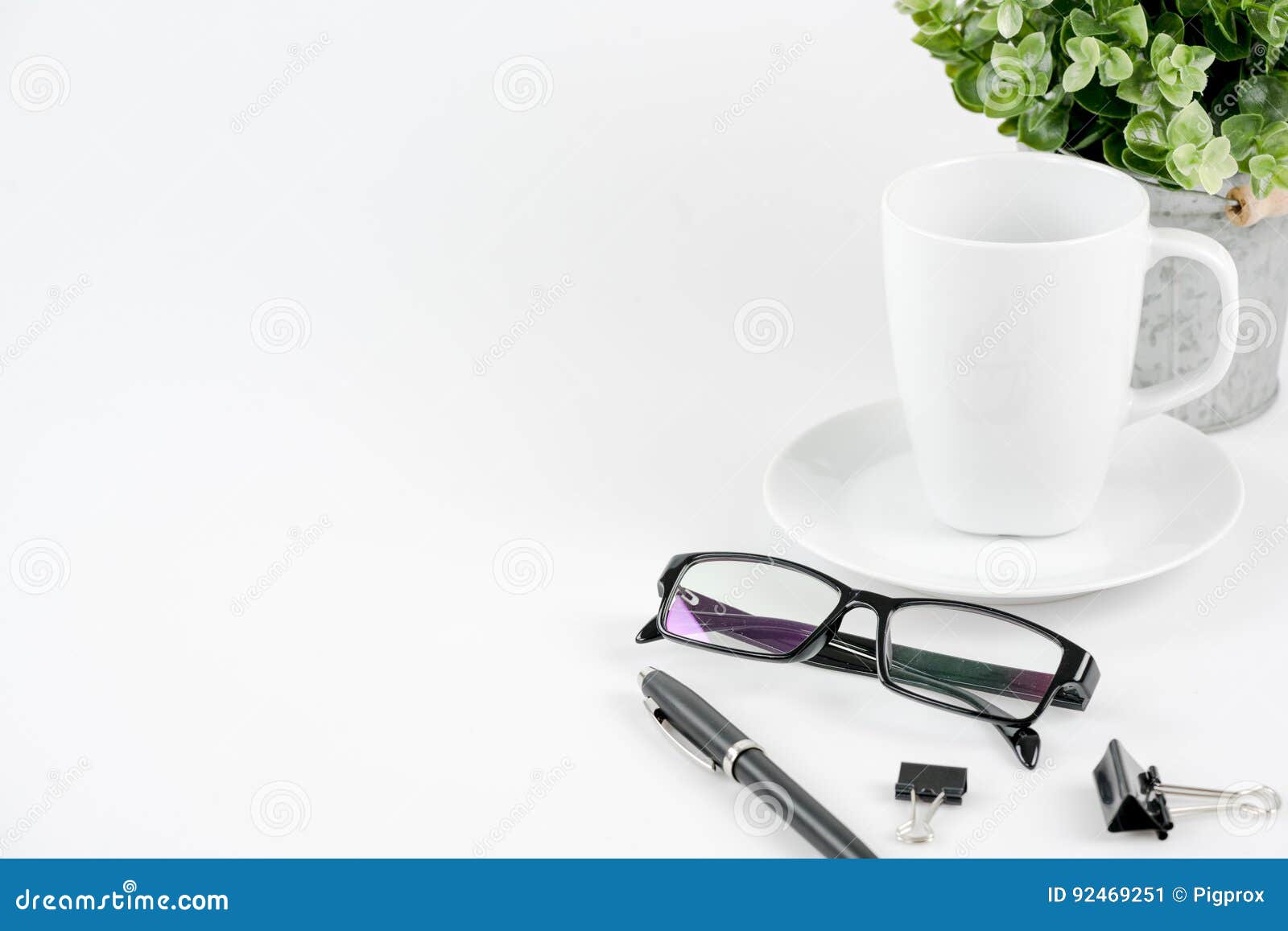 Workspace Office Desk on White Background. Stock Image - Image of work ...