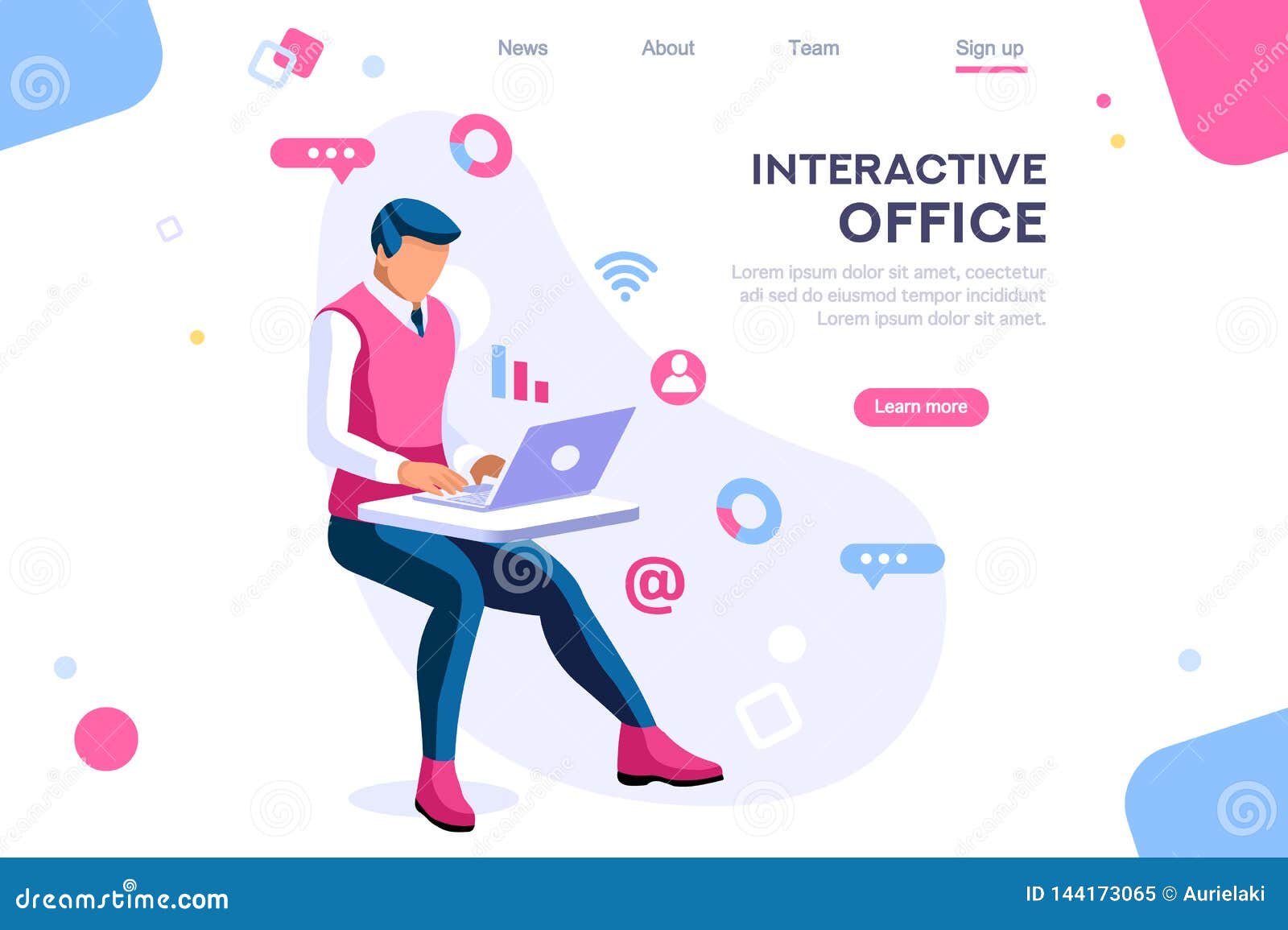 Workspace Situation Build Internet Office Set Stock Vector ...