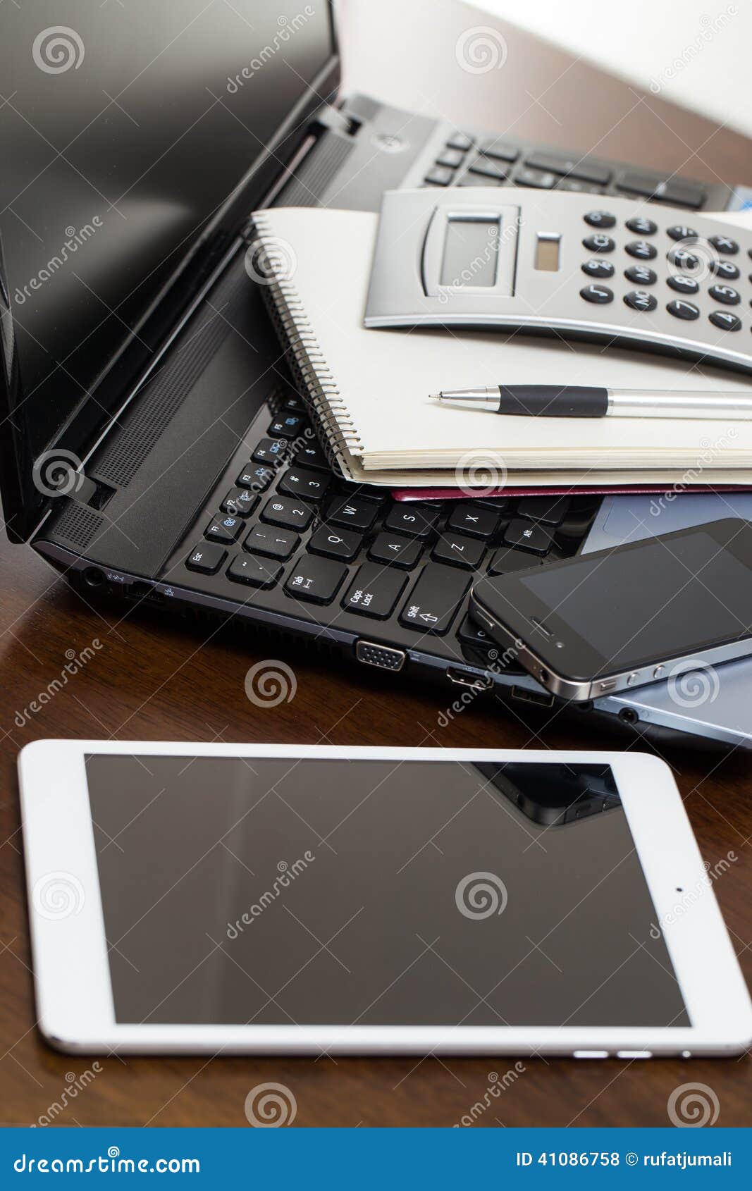 Workspace. Technology on the Table Stock Photo - Image of object, space ...