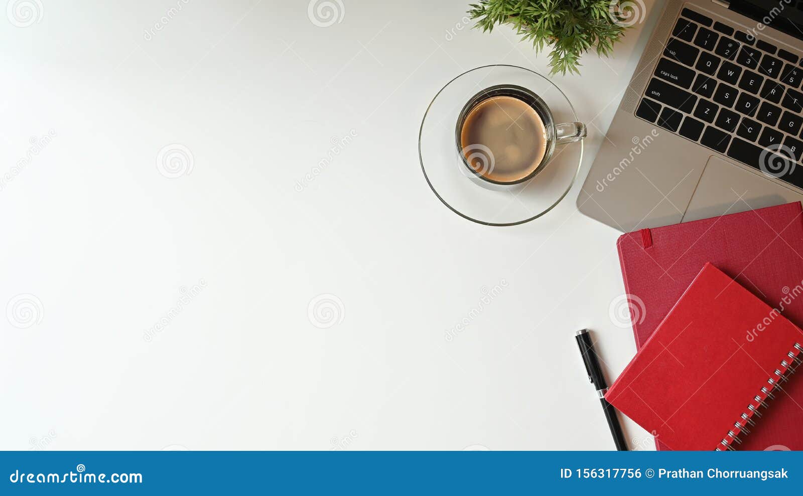 Workspace Top View Above of Office Desk with Laptop Stock Photo - Image ...