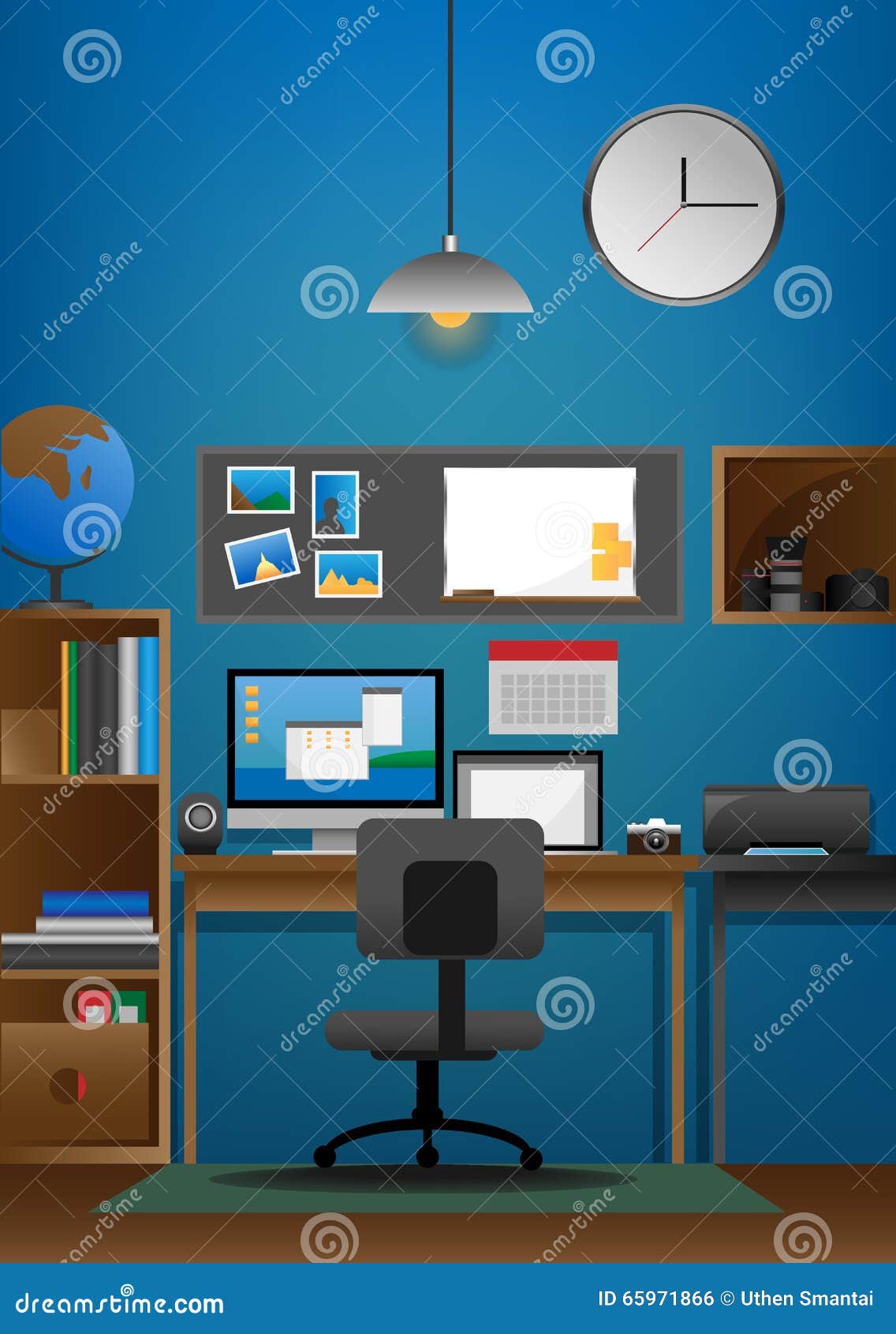 Workspace stock vector. Illustration of furniture, board - 65971866