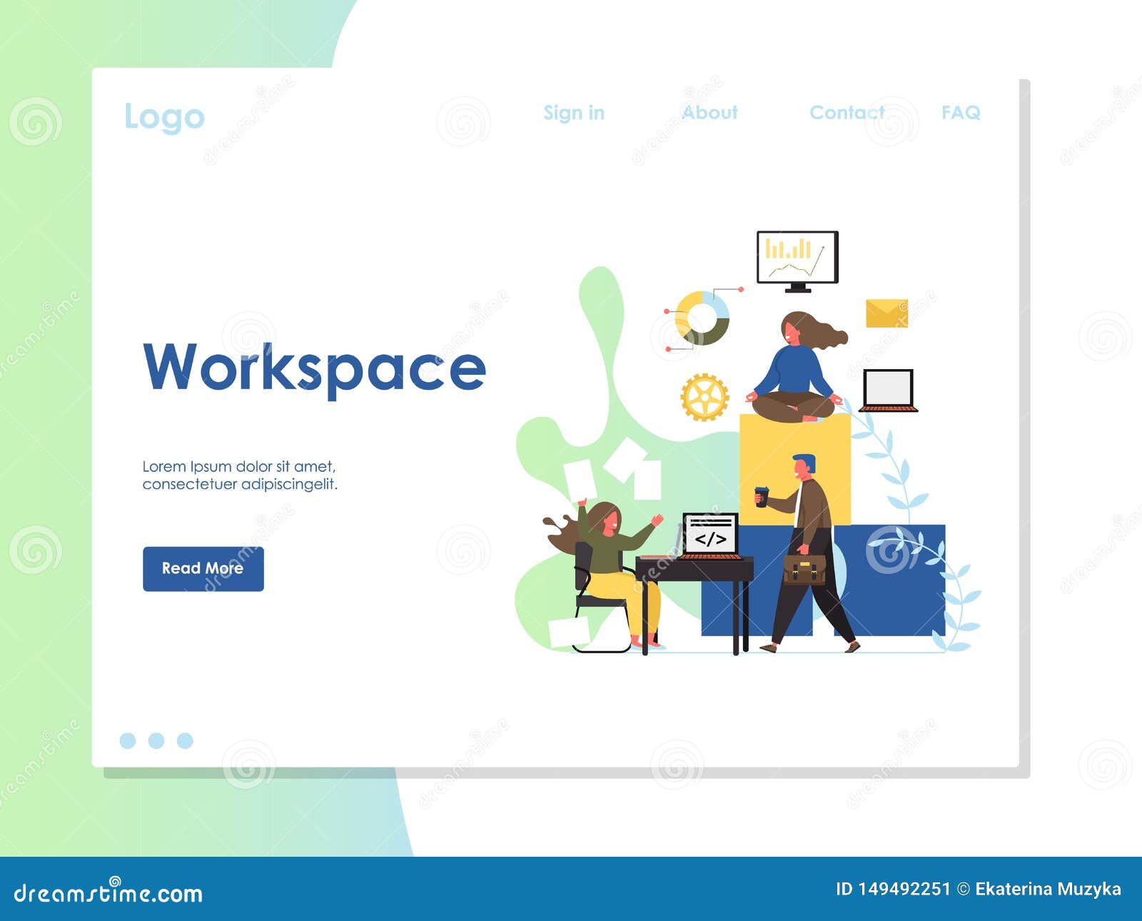 Workspace Vector Website Landing Page Design Template Stock Vector ...