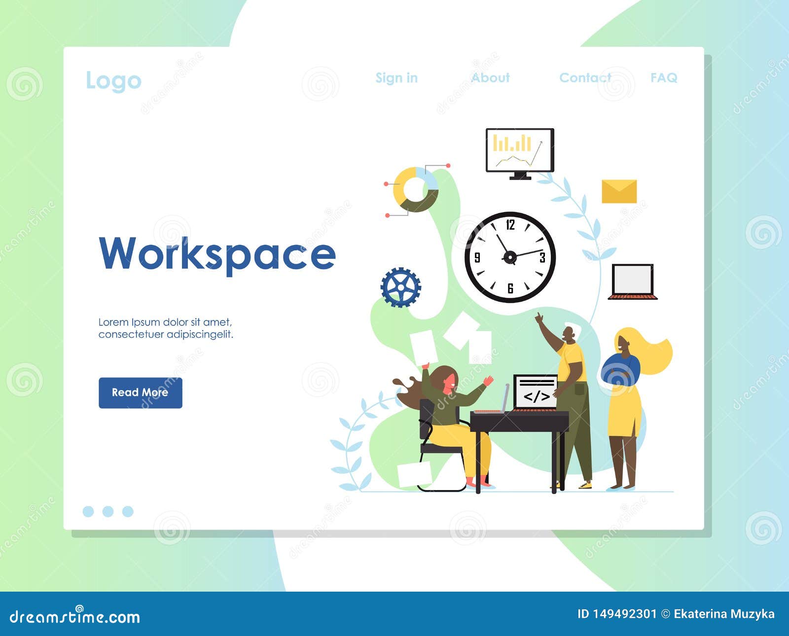 Workspace Vector Website Landing Page Design Template Stock Vector ...