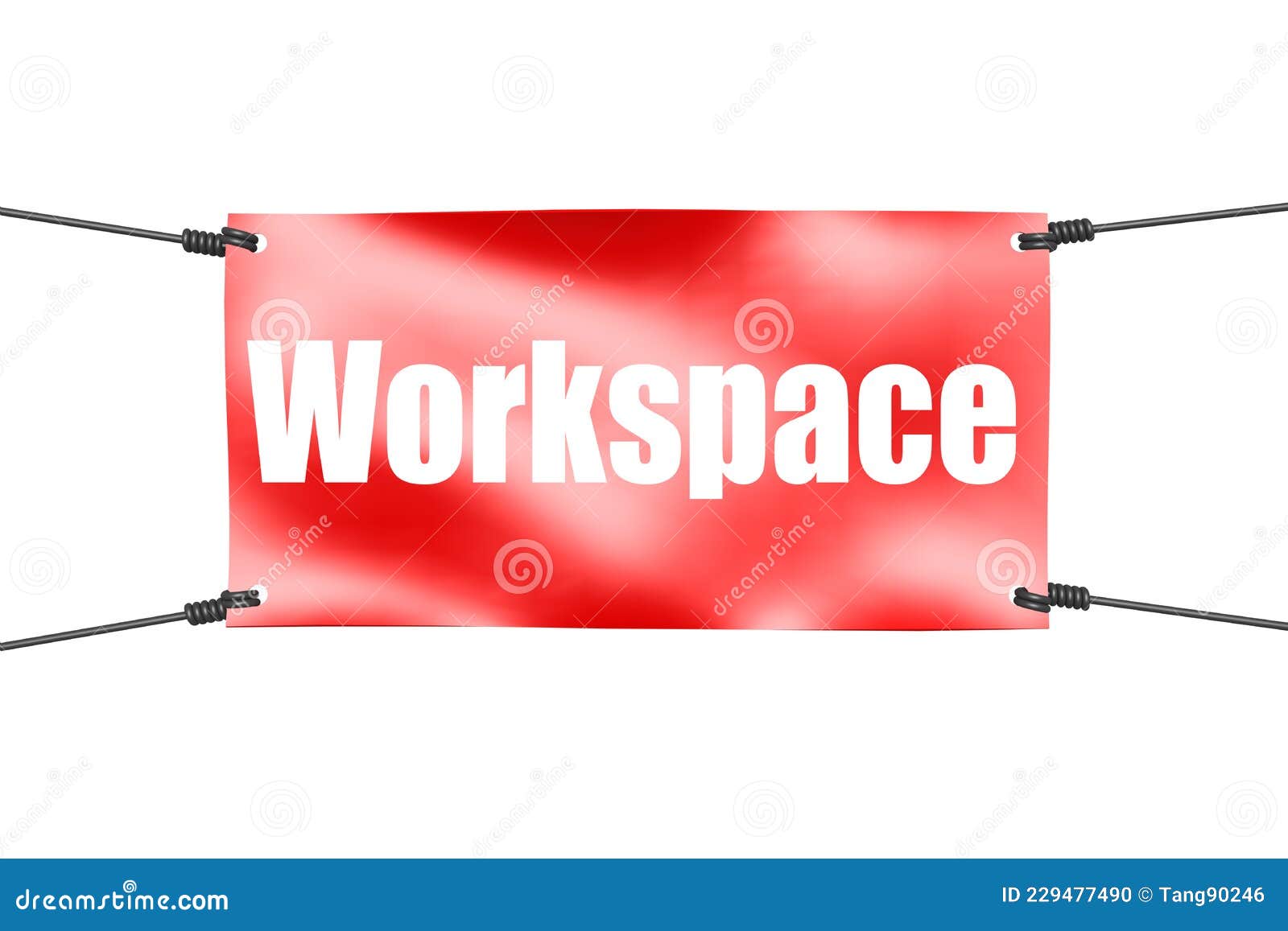 Workspace Word with Red Banner Stock Illustration - Illustration of ...