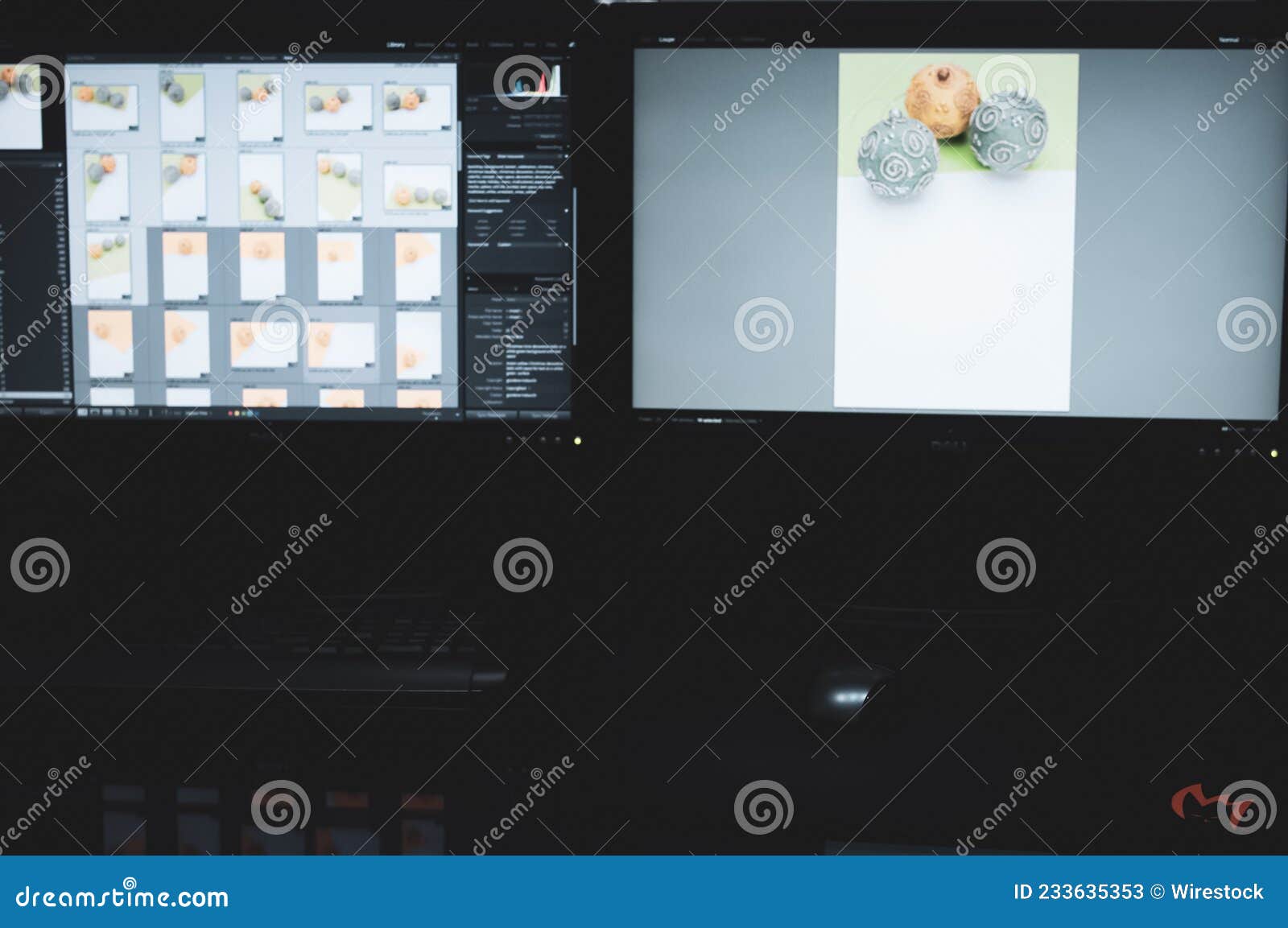 Workstation with Computers and Monitors Stock Image - Image of ...