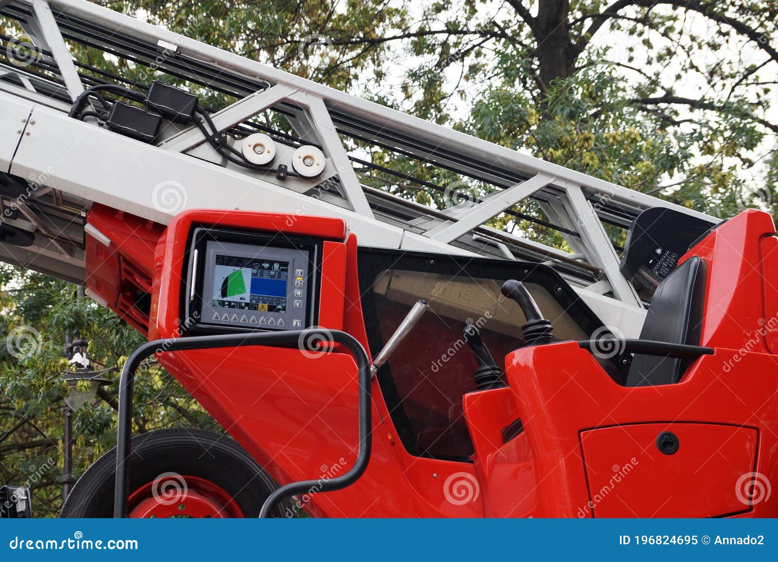 Workstation with a Fireman`s Remote Control on a Fire Truck Stock Image ...