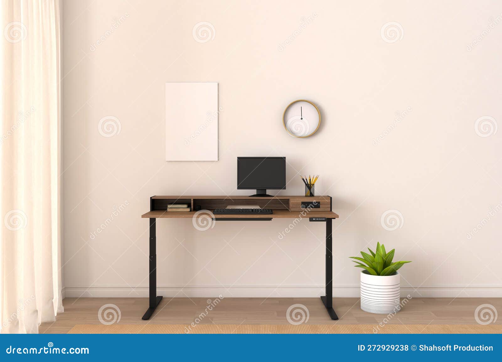 Front View Workstation Frame & Screen Mockup Stock Illustration ...