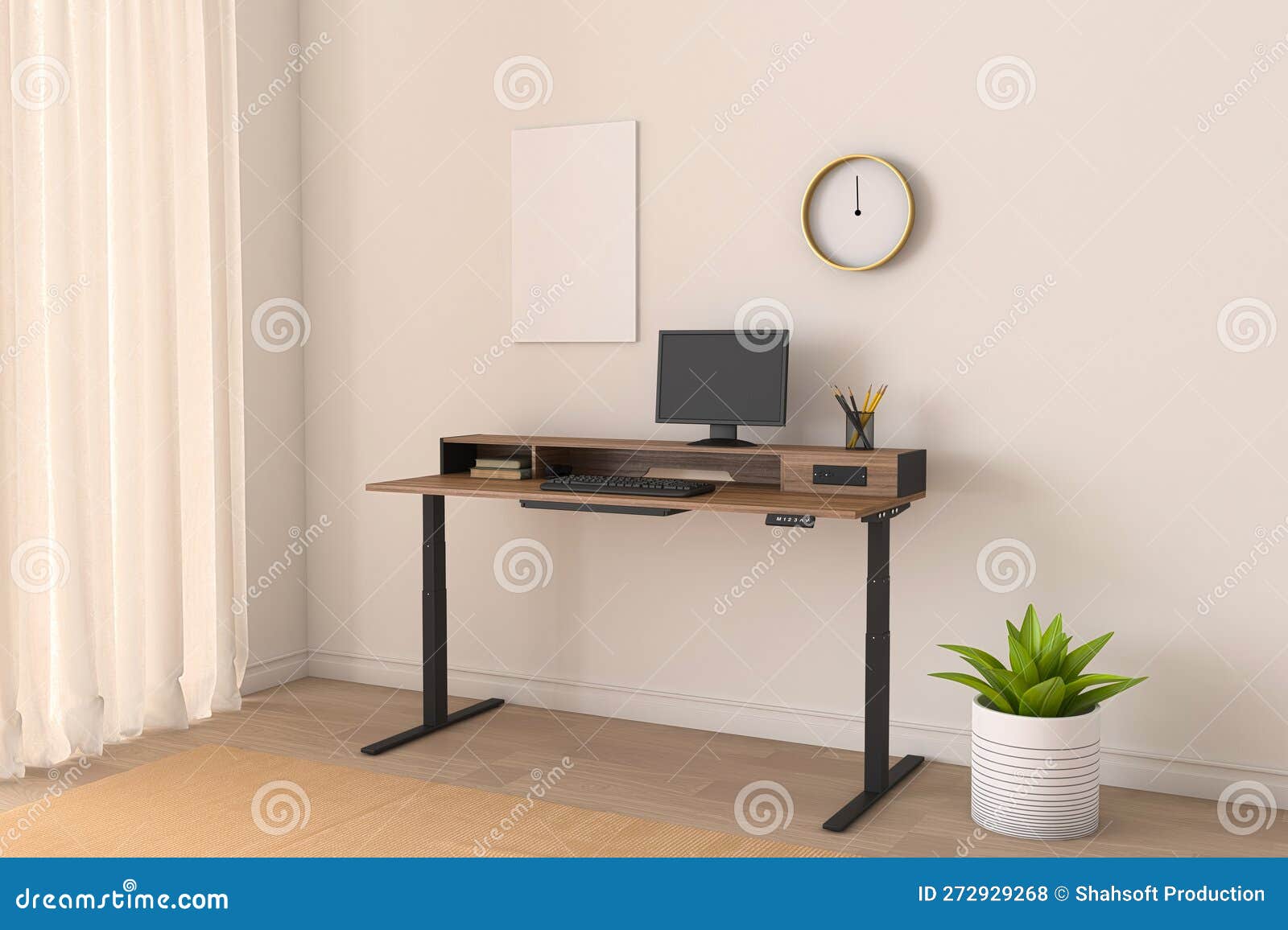 Side View Workstation with Frame & Screen Mockup Stock Illustration ...