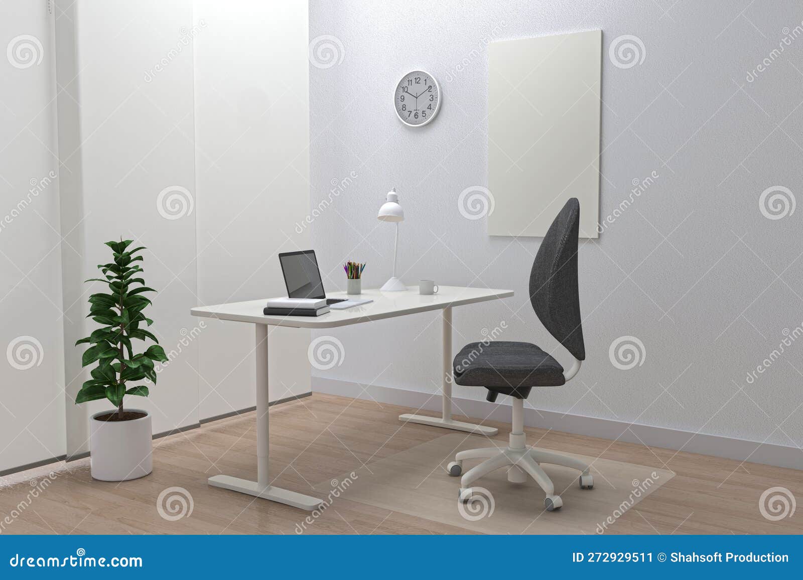Side View Workstation with Frame & Screen Mockup Stock Illustration ...