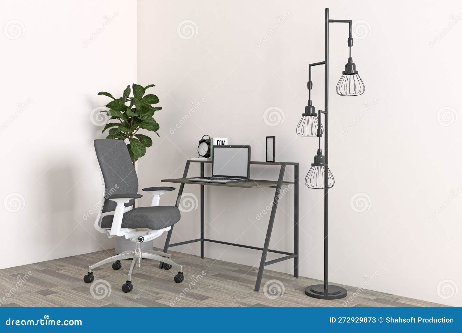Side View Workstation with Frame & Screen Mockup Stock Illustration ...