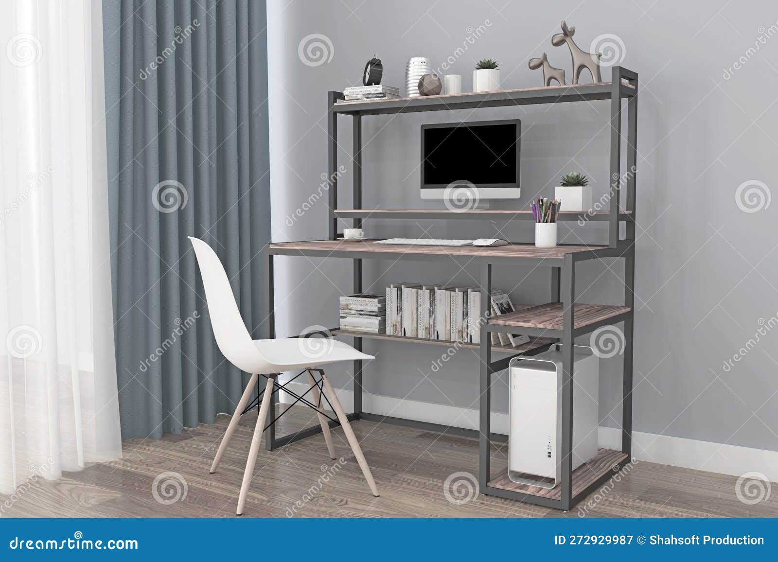 Side View Workstation with Screen Mockup Stock Illustration ...