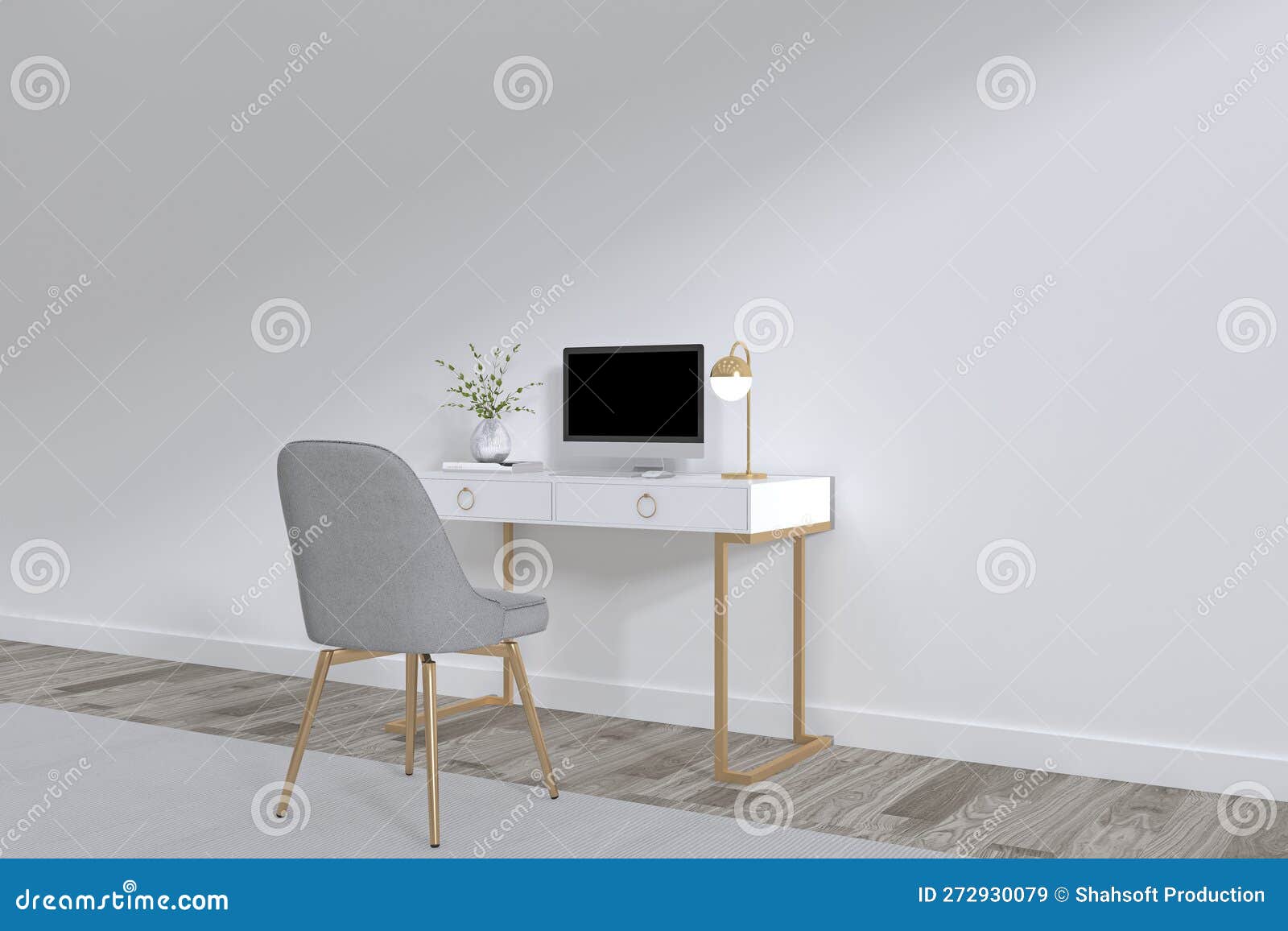 Side View Workstation with Screen Mockup Stock Illustration ...