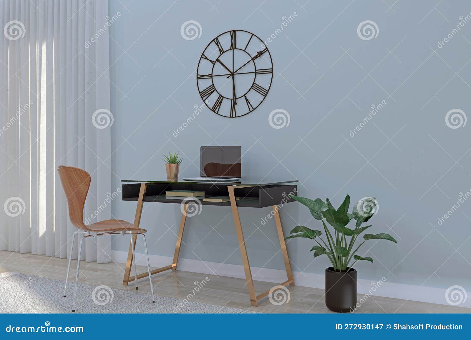 Side View Workstation with Screen Mockup Stock Image - Image of studio ...