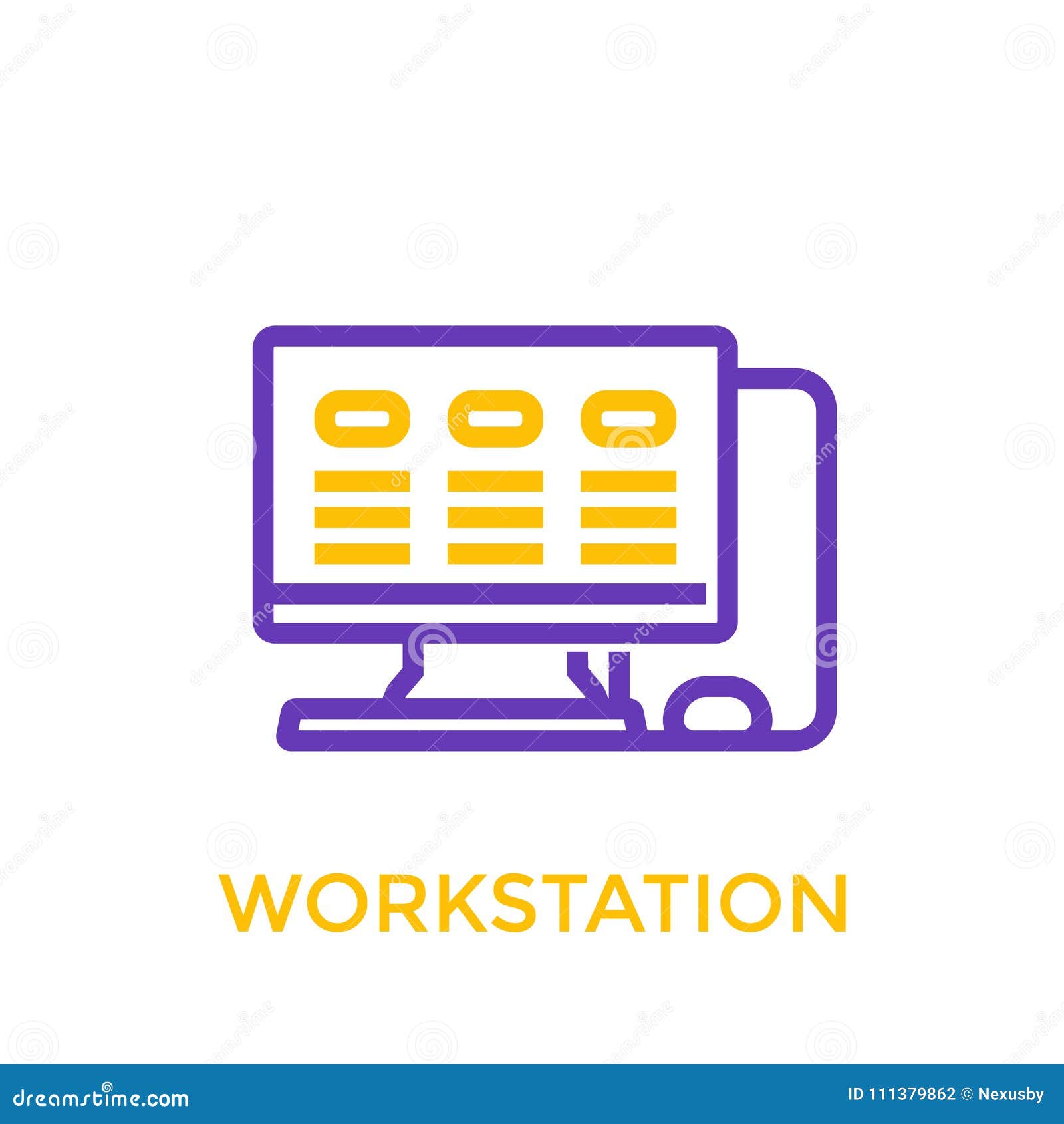 Workstation Icon, Linear Style Stock Vector - Illustration of ...