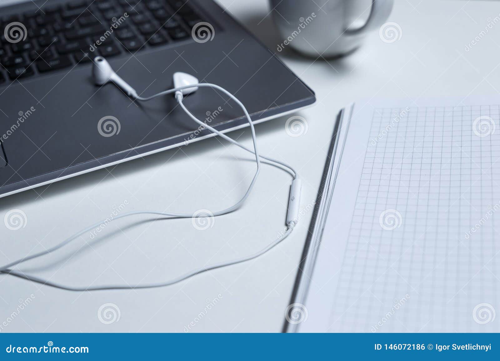 Workstation with Laptop Top View Stock Photo - Image of place, designer ...