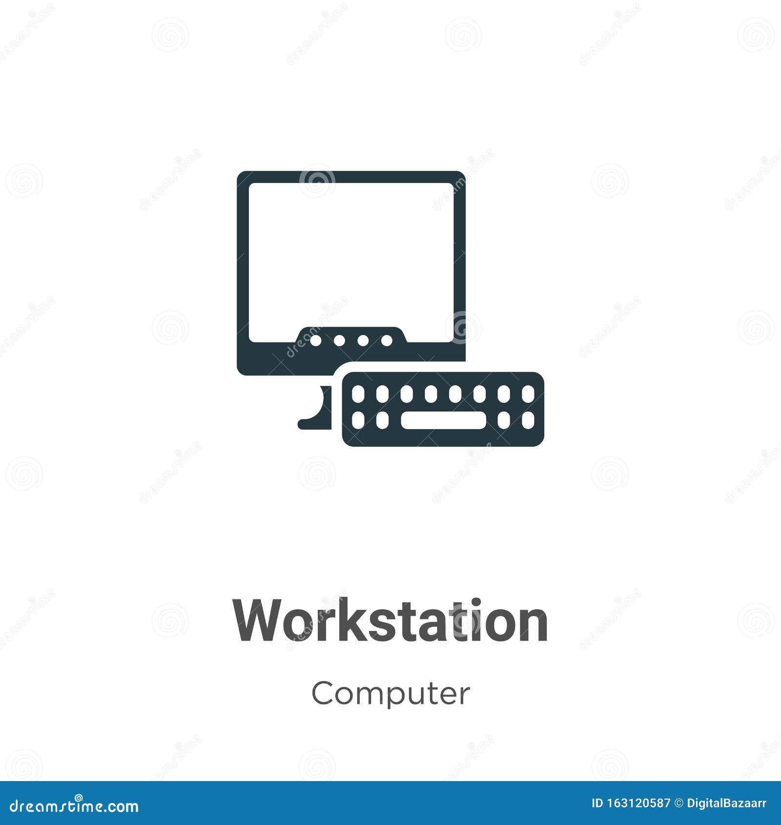 Workstation Vector Icon on White Background. Flat Vector Workstation ...
