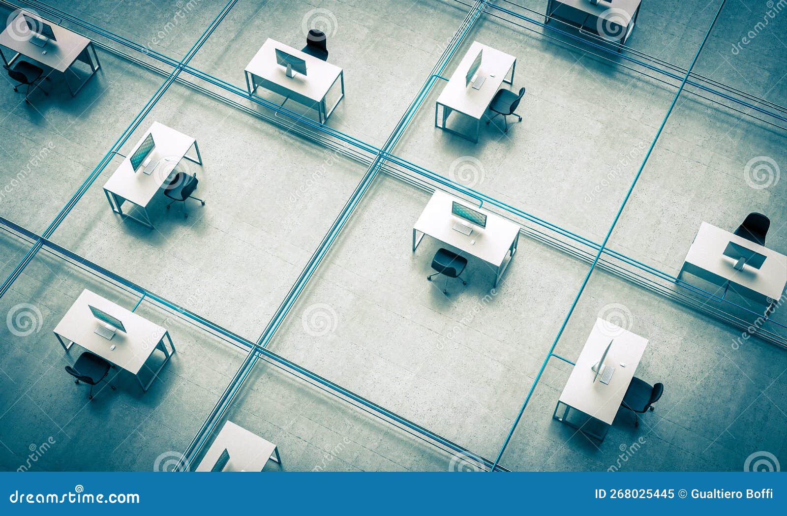 Workstations Separated by Electrical and Connection Ducts. Separation ...