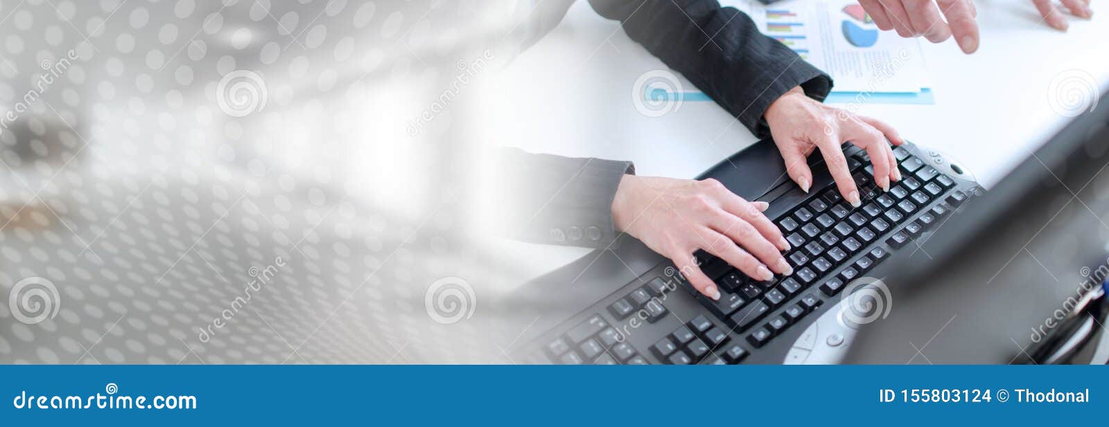 Workteam Working on a Computer; Panoramic Banner Stock Photo - Image of ...