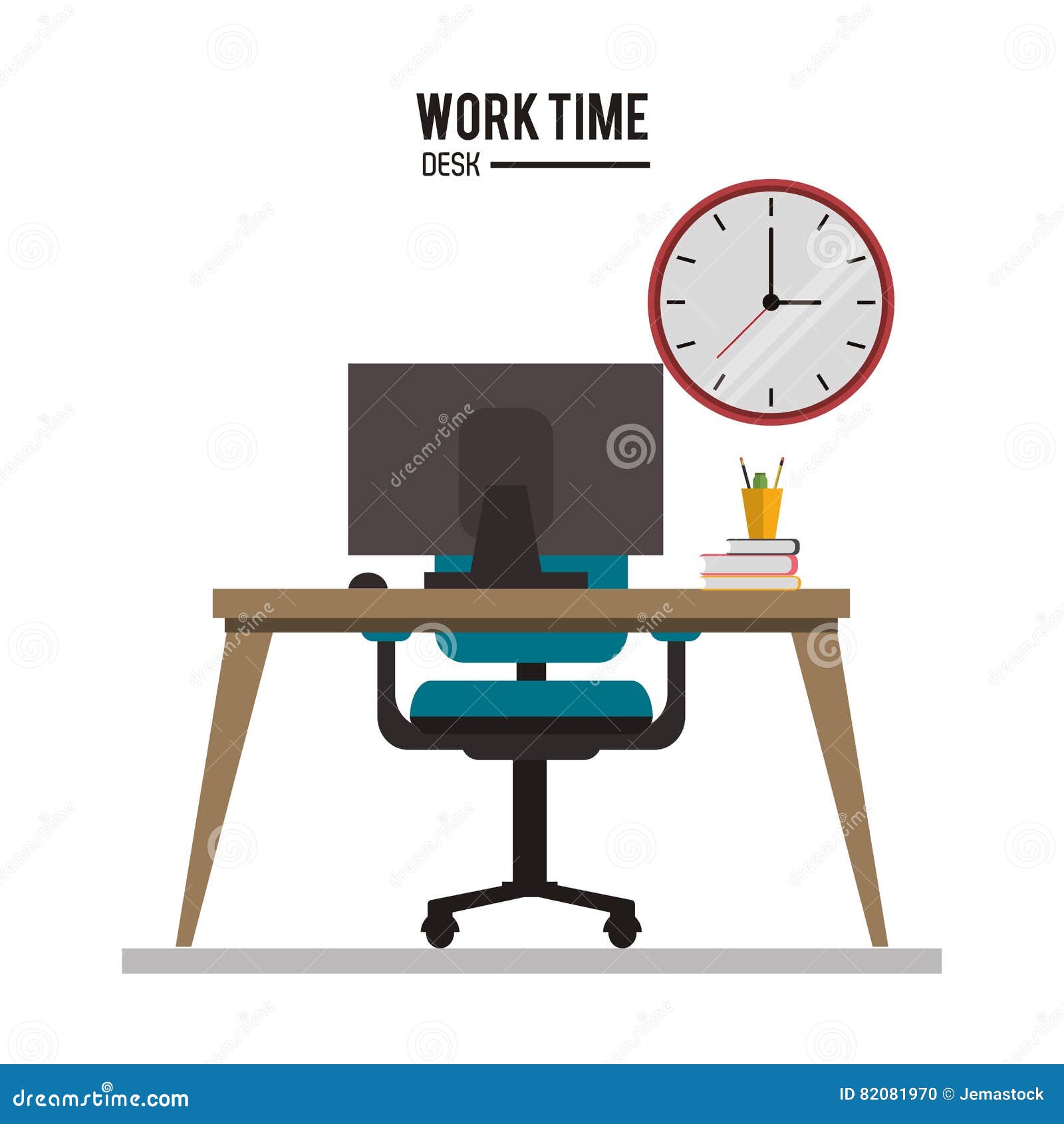 Worktime Desk Office Supply Design Stock Vector - Illustration of ...