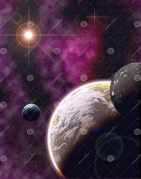 World with 2 moons stock illustration. Illustration of planet - 3575803