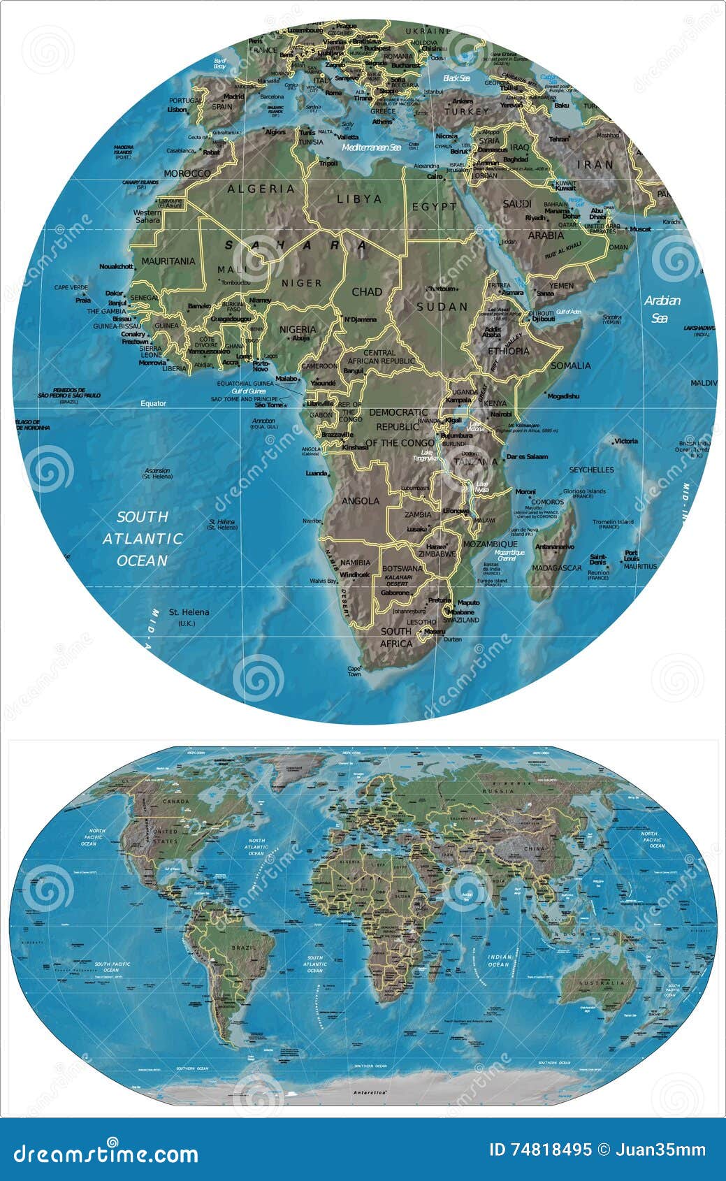 World and Africa maps stock illustration. Illustration of canada - 74818495