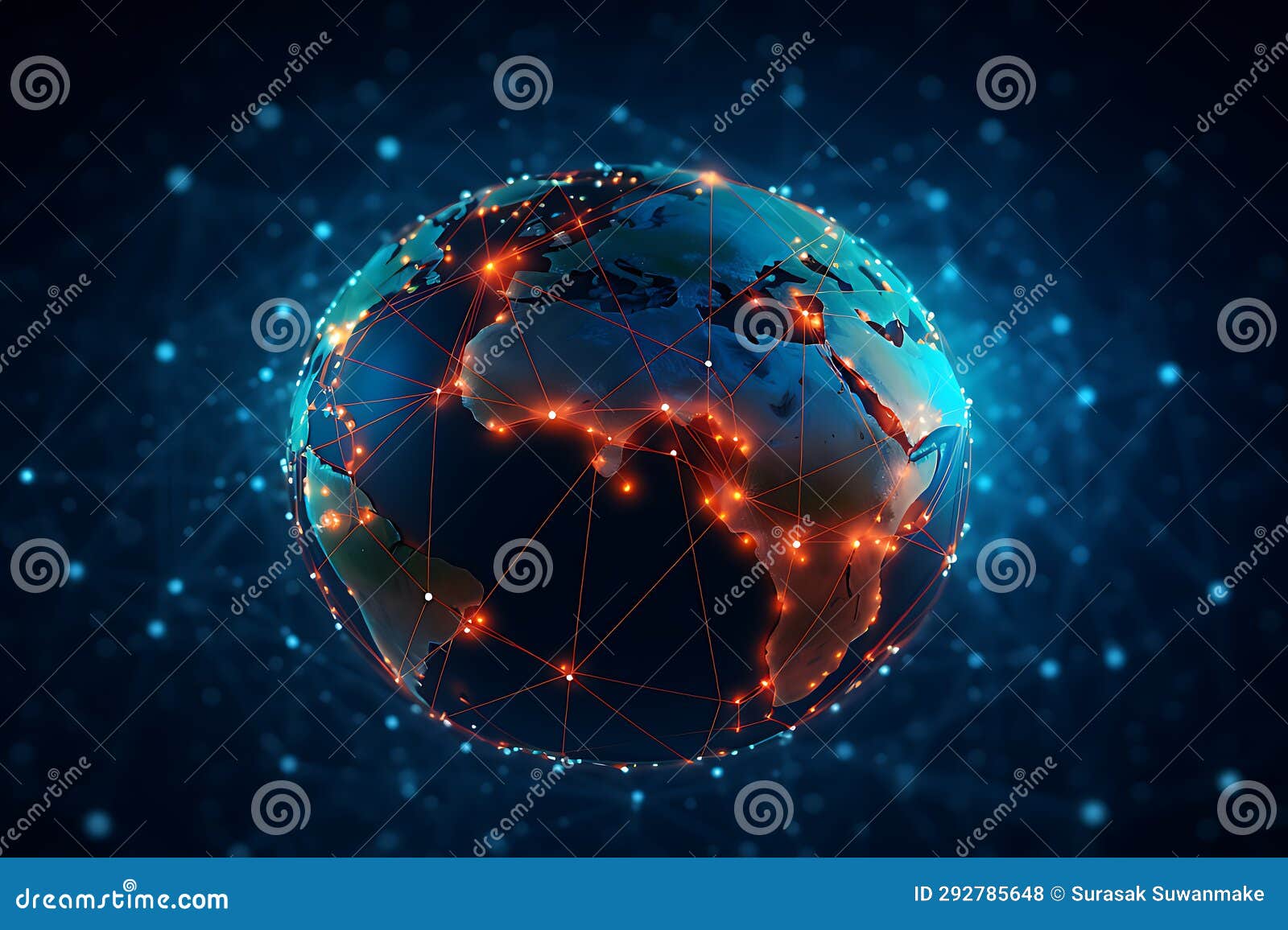 World AI Artificial Intelligence Global Network Concept. IoT Internet ...