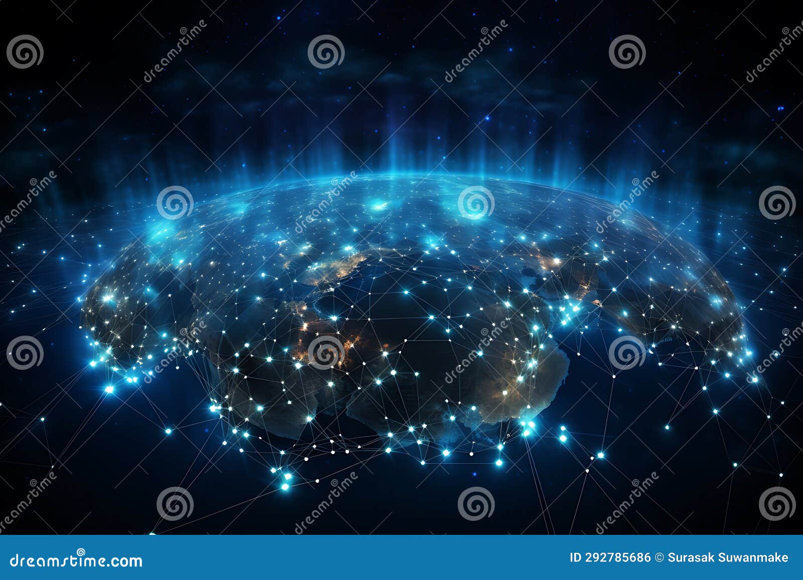 World AI Artificial Intelligence Global Network Concept. IoT Internet ...