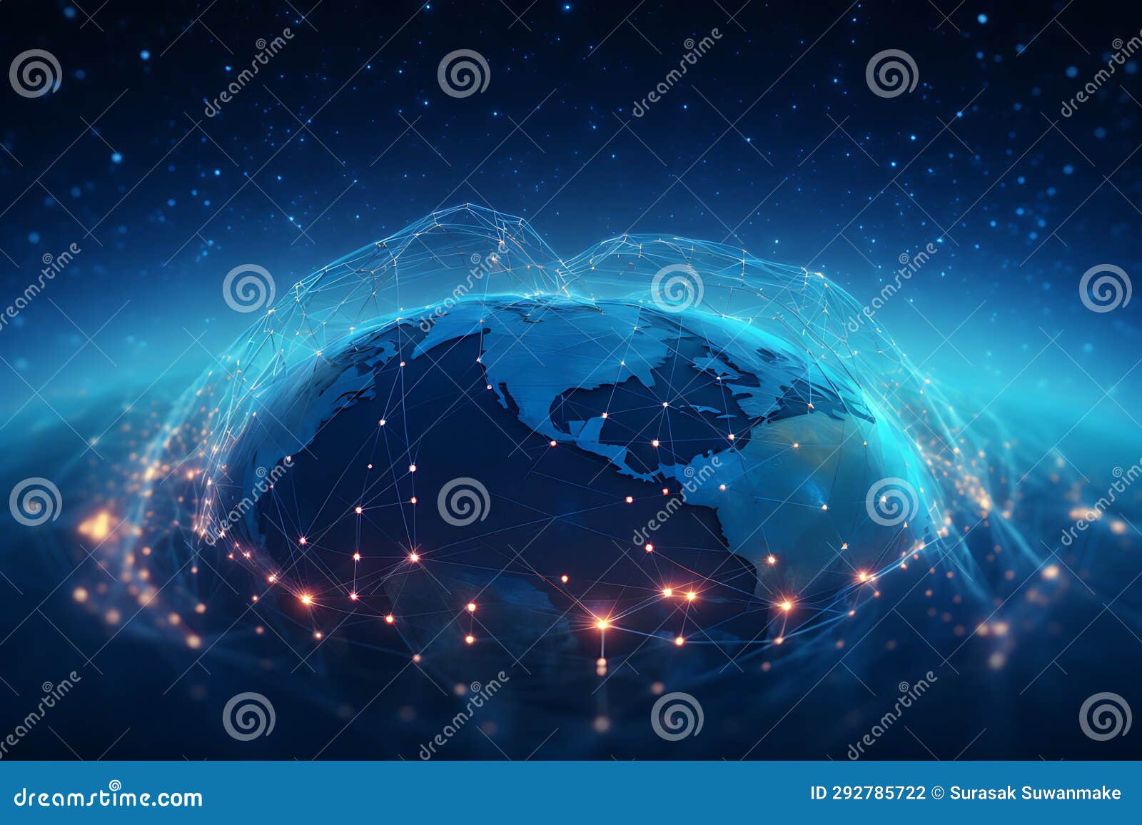 World AI Artificial Intelligence Global Network Concept. IoT Internet ...