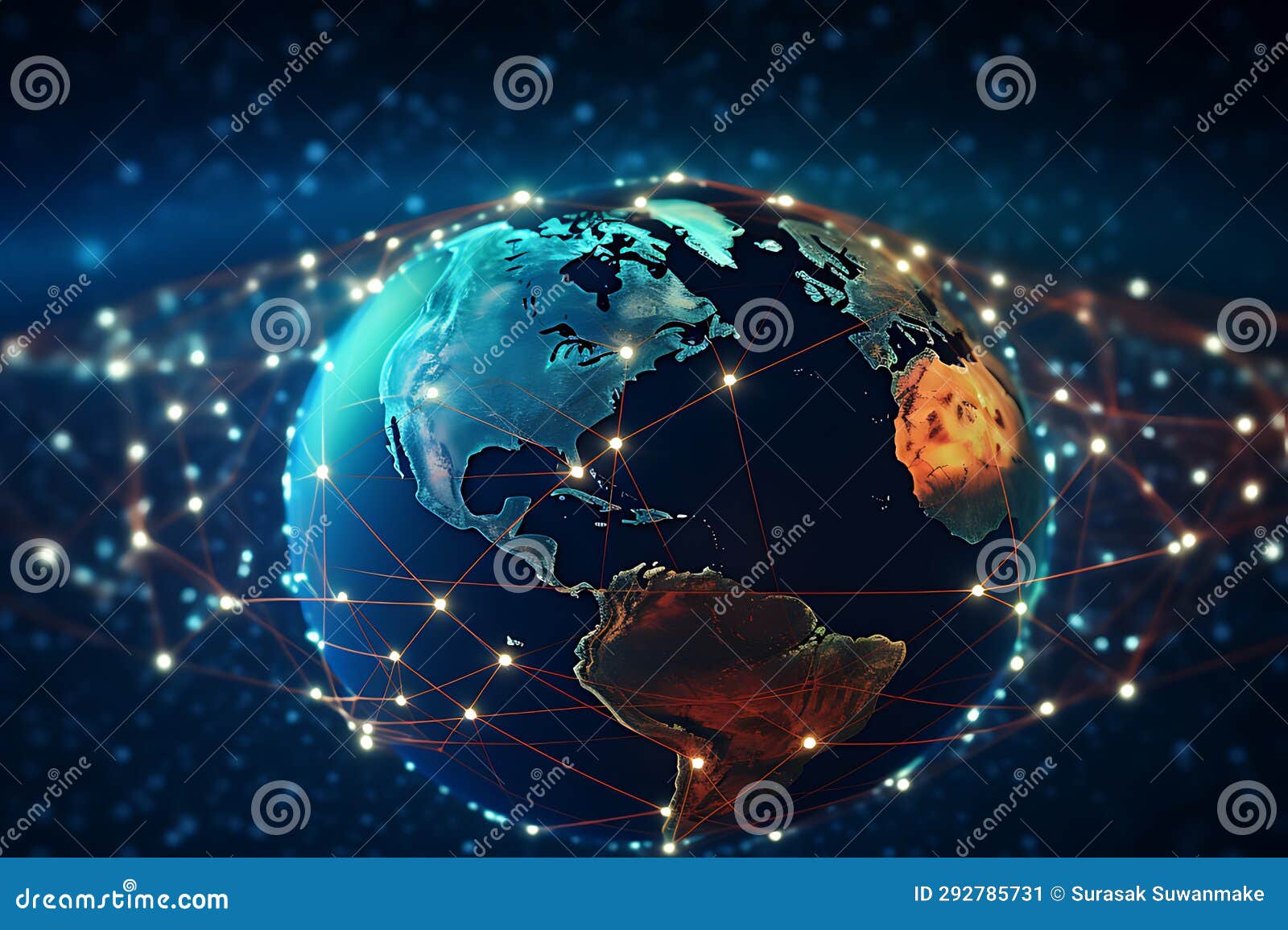 World AI Artificial Intelligence Global Network Concept. IoT Internet ...